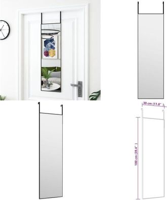 vidaXL Vidaxl - Türspiegel Schwarz 30x100 cm Glas und Aluminium - Spiegel - Türspiegel - Wandspiegel - Ankleide Spiegel - Badezimmerspiegel - Home & Living