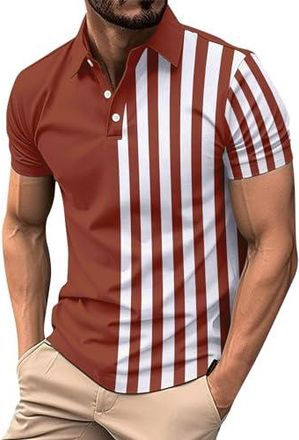 Generic T-shirt d&eacute;contract&eacute; &agrave; rayures pour homme - &Agrave; manches courtes - Couleur claire - Pour entra&icirc;nement int&eacute;rieur et ext&eacute;rieur, caf&eacute;, XXL