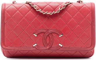 Chanel Hobo Bags - Medium Quilted Caviar CC Filigree Flap - Gr. unisize - in Rot - f&uuml;r Damen