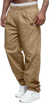 Generic Pantalon cargo pour homme - Pantalon de jogging d&eacute;contract&eacute; - Taille &eacute;lastique - Cordon de serrage - Pantalon baggy droit - Pantalon de loisirs baggy 
