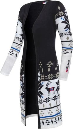 Nebulus Damen Jacke NOORS, warme Strickjacke, Strickmantel im Norweger-Style, schwarz-wei&szlig; - XXL/44