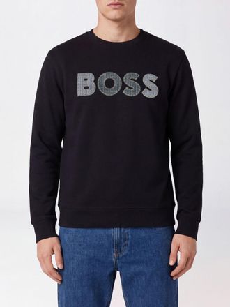 HUGO BOSS Sweatshirt aus Baumwolle mit Logo-Print und Rippb&uuml;ndchen
