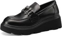 Queen Helena Mocassins hauts avec compens&eacute;s fran&ccedil;ais avec strass plate-forme femme X31-88, Noir, 39 EU