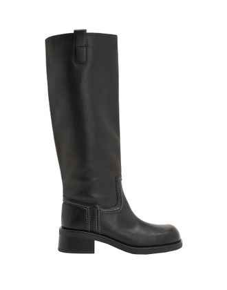 8 by YOOX GRAIN LEATHER HIGH BOOTS