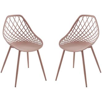 Vente-Unique Vente-unique - Lot de 2 chaises de jardin en polypropyl&egrave;ne avec pieds en m&eacute;tal - Vieux rose - malaga de mylia