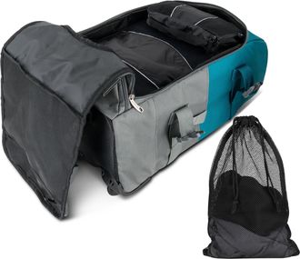 Normani Reisetasche mit Rucksackfunktion - Reisetrolley und Rucksack in Einem mit 5 passenden Kleidertaschen Grau/Petrol 60 Liter