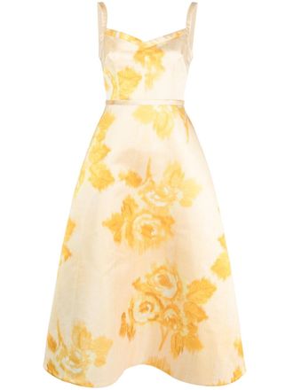 Emilia Wickstead Midikleid mit Blumen-Print - Gelb