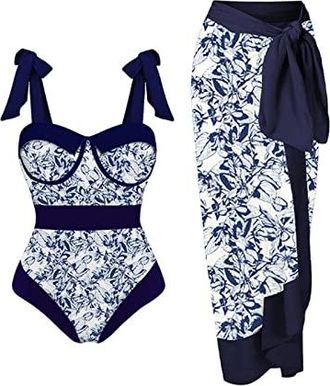 Generic LAOSU Femme 1 Pieces Maillot De Bain Avec Par&eacute;o,D&Eacute;t&eacute; Maillot Bain 2 Pi&egrave;ces Femme,Maillot Deux Pieces Taille Haute,Maillot 3 Piece,Maillot De Bain Tail
