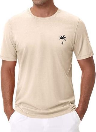 Generic T-shirt décontracté élégant à manches courtes pour homme - Col rond - Léger - Séchage rapide - Pour le sport et la course à pied, kaki, XXL