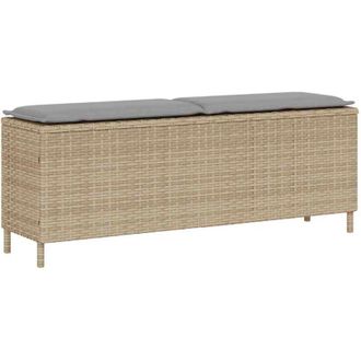 vidaXL Gartenbank mit Kissen Beige 110x30x40,5 cm Poly Rattan vidaXL