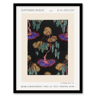 Artery8 Baum Pochoir Muster Lebendig von Eugene Seguy Gerahmter Kunstdruck Bild mit Rahmen Wandbild Wohnkultur Kunst Deko 12x16