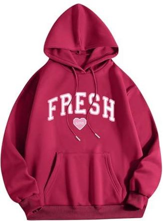 Generic Sweat &agrave; capuche l&eacute;ger Sturniolo Fresh Love pour femmes et hommes avec inscription &laquo; Letterg Top &raquo;, Rouge, M