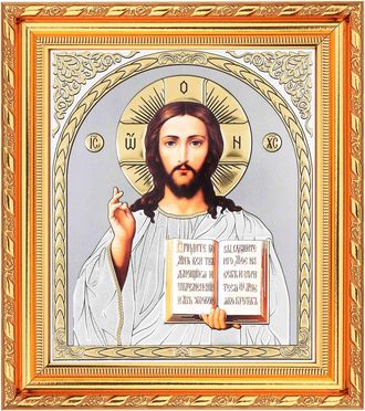NKlaus Jesus Christus - Ikone im Rahmen mit Glas 21x18cm christlich - Ikonografie 16560
