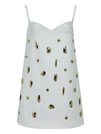Alexia robe évasée à ornements en or - Blanc