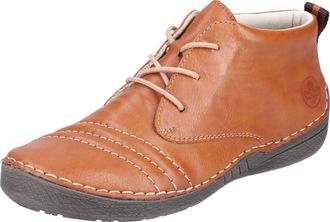 Rieker Schn&uuml;rboots RIEKER, Damen, Gr. 36, braun (cognac), Lederimitat, Schuhe Schn&uuml;rboots, mit feinen Ziern&auml;hten, Topseller