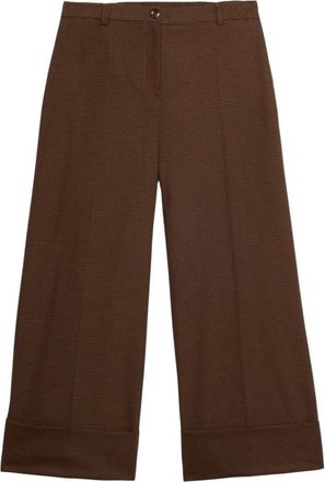 Oltre Cropped Micro Hahnentritt Hose - - Trousers - Damen - Braun - S