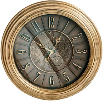 Beliani Horloge Murale Classique Cadre en Fer 50 cm Ronde Accessoire D&eacute;coratif Dor&eacute;e Caudete