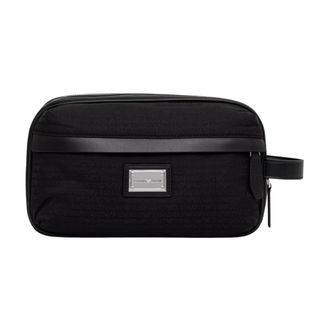 Emporio Armani Kulturbeutel mit Rei&szlig;verschluss und seitlichem Ledergriff - - Bags - Herren - Schwarzk - ONE SIZE