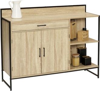 IDMarket Buffet Bas de Cuisine 120 CM Detroit Plan de Travail H.83 CM 2 Portes + tiroir Design Industriel