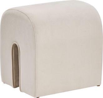 Beliani Pouf Samt beige U-Form 42 x 42 x 35 cm Samthocker Sitzhocker Glamour Look Modoc