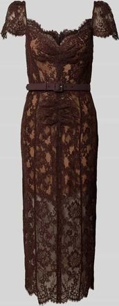 Self Portrait Midikleid mit Allover-Spitzenbesatz