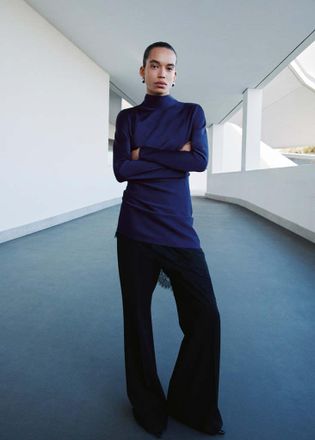 Mango Robe en satin d&eacute;tail pinces bleu indigo - Femme - S - MANGO