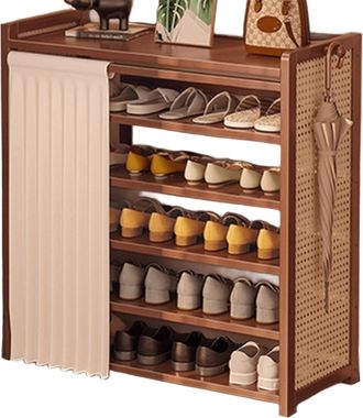 Generic Schuhregal für Den Eingang Zur Haustür mit Staubdichtem Vorhang Kunststoff-Rattan-Rahmen-Design Schuhaufbewahrung für Den Eingangsbereich(100 * 25 * 9