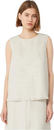 Max Mara Femme, Tops, Beige, Taille: 42 FR Top sans Manches &agrave; Franges