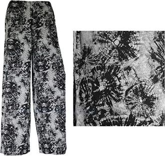 WearAll Palazzo Pantalon élastique évasé pour femme Grande taille Uni Tie Dye, Tie Dye Web, 40-42