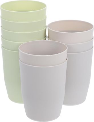 NUOBESTY 10 St&uuml;ck Mundsp&uuml;lbecher aus Robustem PP Runde Wasserbecher in Gr&uuml;n und Grau Wiederverwendbare Zahnb&uuml;rstenhalter f&uuml;r Bad und Reise
