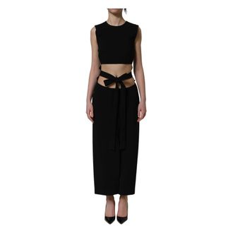Dolce & Gabbana Maxi-Kleid &auml;rmellos mit Cut-Out-Detail - - Dresses - Damen - Schwarzk - XS