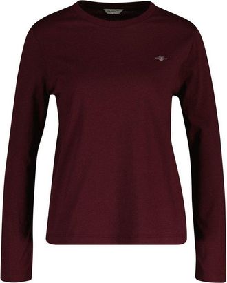 GANT Langarmshirt REG SHIELD LS T-SHIRT kleine Logostickerei auf der Brust