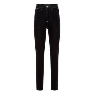 Philipp Plein Femme, Jeans, Noir, Taille: W25 Crystal Skull Denim Super High Waist Jegging