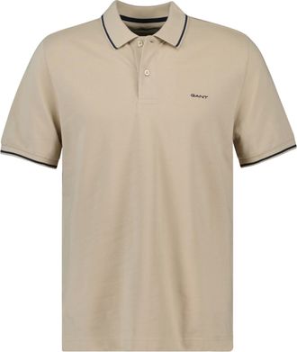 GANT Gant Herren Poloshirt - Tipping Pique Rugger, Kurzarm, Knopfleiste, Logo, Uni Beige (Dry Sand) XL