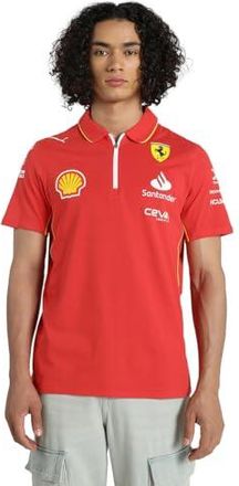 Puma Polo d&eacute;quipe Scuderia Ferrari 2024 pour Hommes - Rouge Br&ucirc;l&eacute; - Taille: XXL