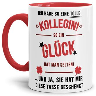 Tassendruck Tasse mit SpruchIch Hab Eine so Tolle Kollegin Innen & Henkel Rot/Lustig/Fun/Mug/Cup/B&uuml;ro/Arbeit/Job/Geschenk-Idee