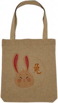 Fabulous Sac Shopping Tote Bag Aspect Lin - Lapin Illustration Zodiaque Chinois Dessin Illustration Horoscope Animal - Sac de Courses Toile Epaisse 360g Beige 