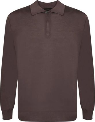 Dell'Oglio Homme, Tops, Brun, Taille: XL Polo en m&eacute;rinos &agrave; manches longues