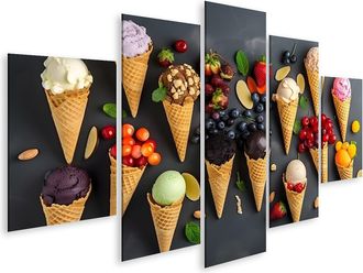 Islandburner Bild auf Leinwand Eish&ouml;rnchen Fr&uuml;chte Vielfalt Eiscafe h&ouml;rnchen Verschiedene Geschmacksrichtungen Bilder Wandbilder Poster JEKZ-MFP