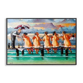 Stupell Industries The Book Club Beachgoers Giclée-Kunst, gerahmt, Design von Ronald West, 40,6 x 61 cm, Schwarz
