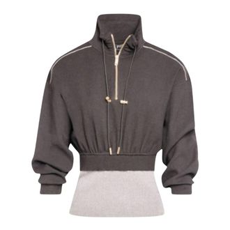 Fracomina Gekroppter Sweatshirt mit Rei&szlig;verschluss vorne - - Knitwear - Damen - Braun - M