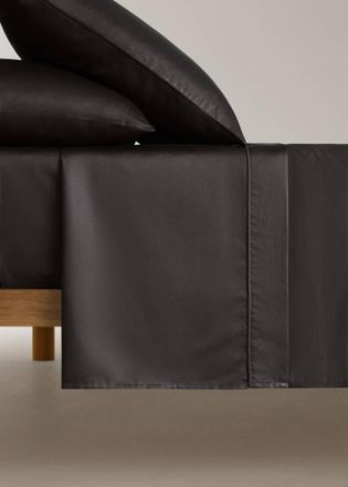 Mango Drap plat coton satin 600 fils lit 90 cm marron - Home - Lit 90 cm - MANGO HOME