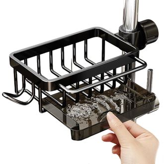 Generico Schwammhalter f&uuml;r die K&uuml;chensp&uuml;le, Aluminium, verstellbar, mit Haken, Schwammhalter f&uuml;r K&uuml;chensp&uuml;le, f&uuml;r die Organisation von Haus, Bad, Restaurant, W