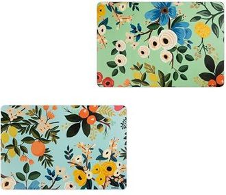 Excelsa Fiori Frida Lot de 6 sets de table rectangulaires, 43,5 x 29 cm, d&eacute;corations assorties, plastique PP
