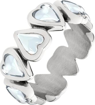 Liebeskind Liebeskind Berlin Ring - Edelstahl Glass Heart - Gr. 52 - in Silber - f&uuml;r Damen