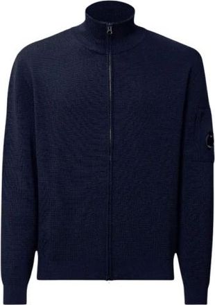 C.P. Company C.p. Company, Homme, Pulls, Bleu, Taille: L Re-Wool Full Zip Lens Cardigan