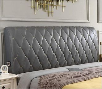 Generic Stoff-Kopfteilbezug aus Technologiematerial, weicher Ganzk&ouml;rper-Kopfteilbezug for Doppel-/Queen-/Kingsize-Betten mit St&uuml;tzkissen(Grey,150x65cm)