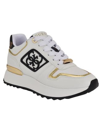 Guess Guess Womens Koyaa Sneaker, White/Brown Multi 145, 39.5 EU