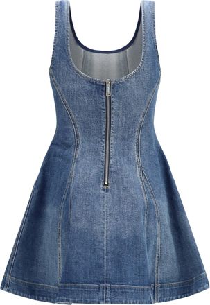 Self Portrait Womens Denim Flared Mini Dress Blue Cotton; Elastane