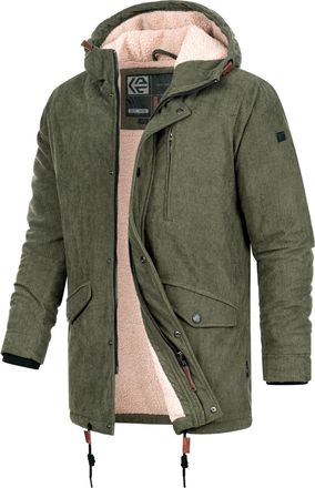 Indicode Herren INLedley Cordjacke mit Teddyfutter und verdecktem Rei&szlig;verschluss | Winterjacke mit Kapuze f&uuml;r M&auml;nner Capers, M
